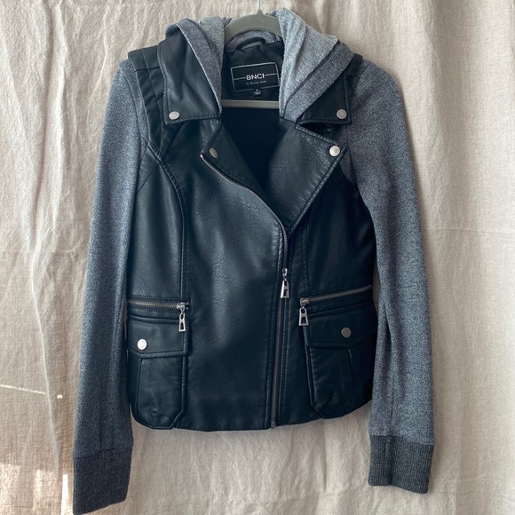 BNCI by Blanc Noir | Jackets & Coats | Bnci By Blanc Noir Hooded Faux Leather Jacket Size Small ...